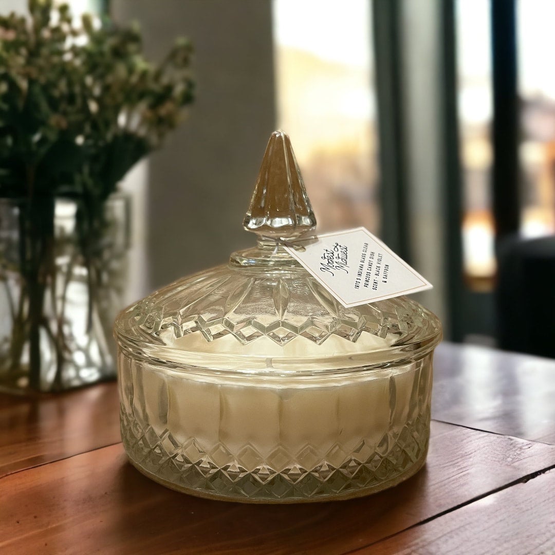 1970’s Indiana glass clear princess candy dish | Modest Midwest Wax Co.