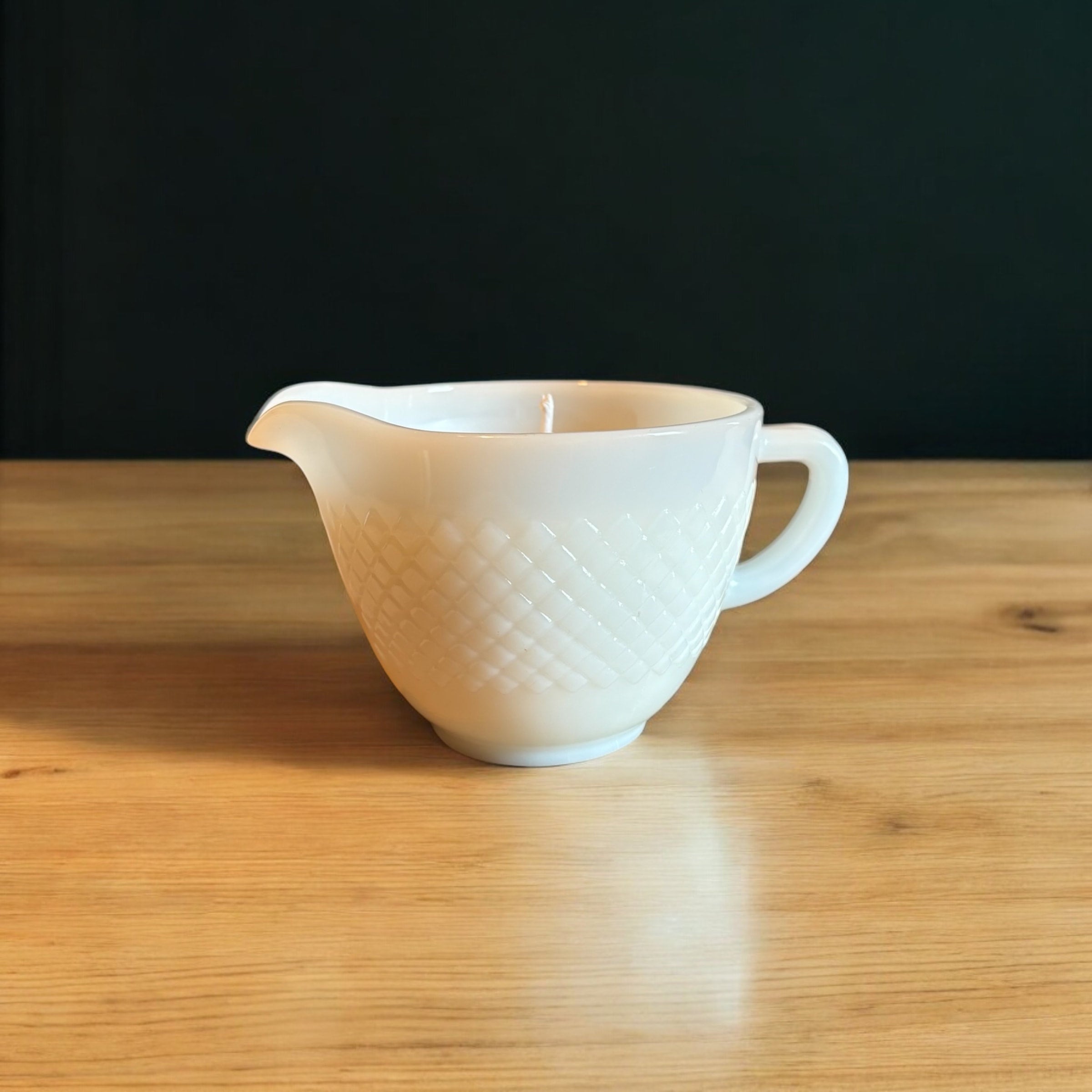 1970's Federal Glass Milk Glass Diamond Cut Pattern Creamer Pitcher ...