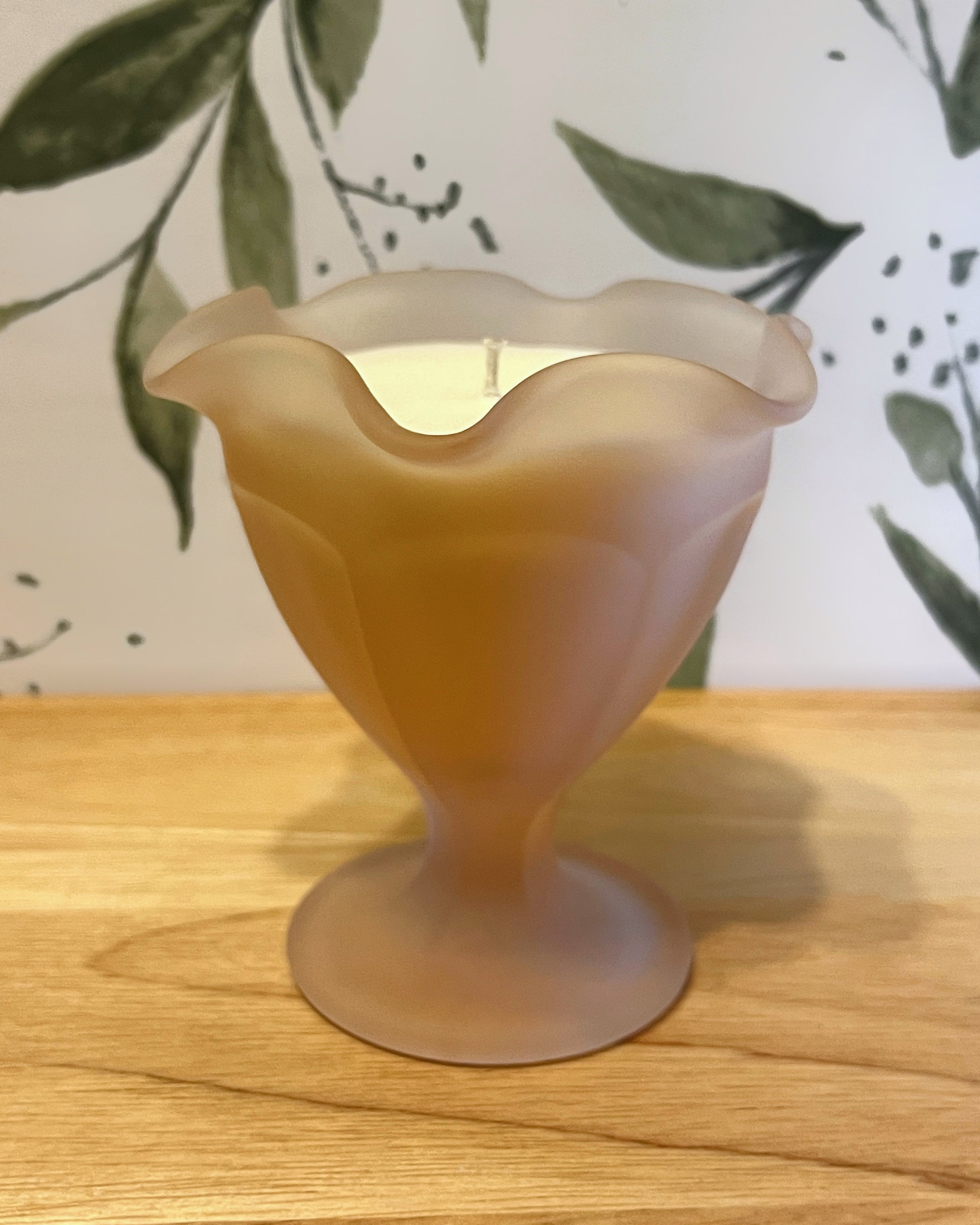 1970's Indiana Glass Pink Frosted Sundae Glass | Modest Midwest Wax Co