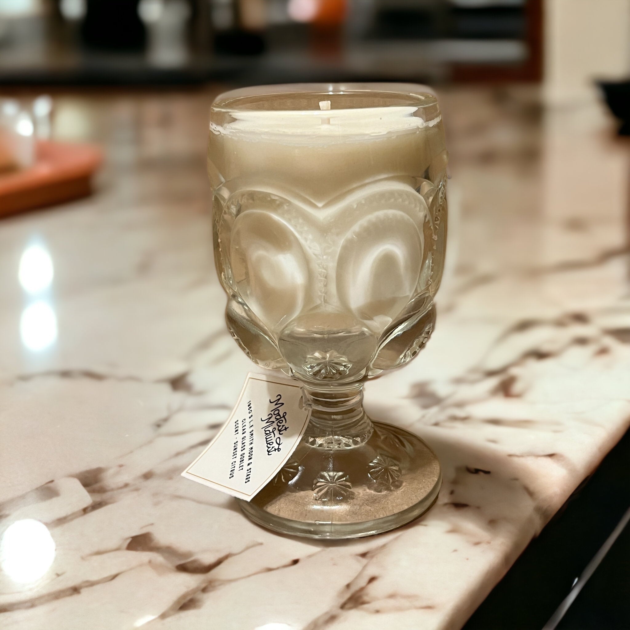 1960's L.E. Smith Moon and Stars Goblet | Modest Midwest Wax Co