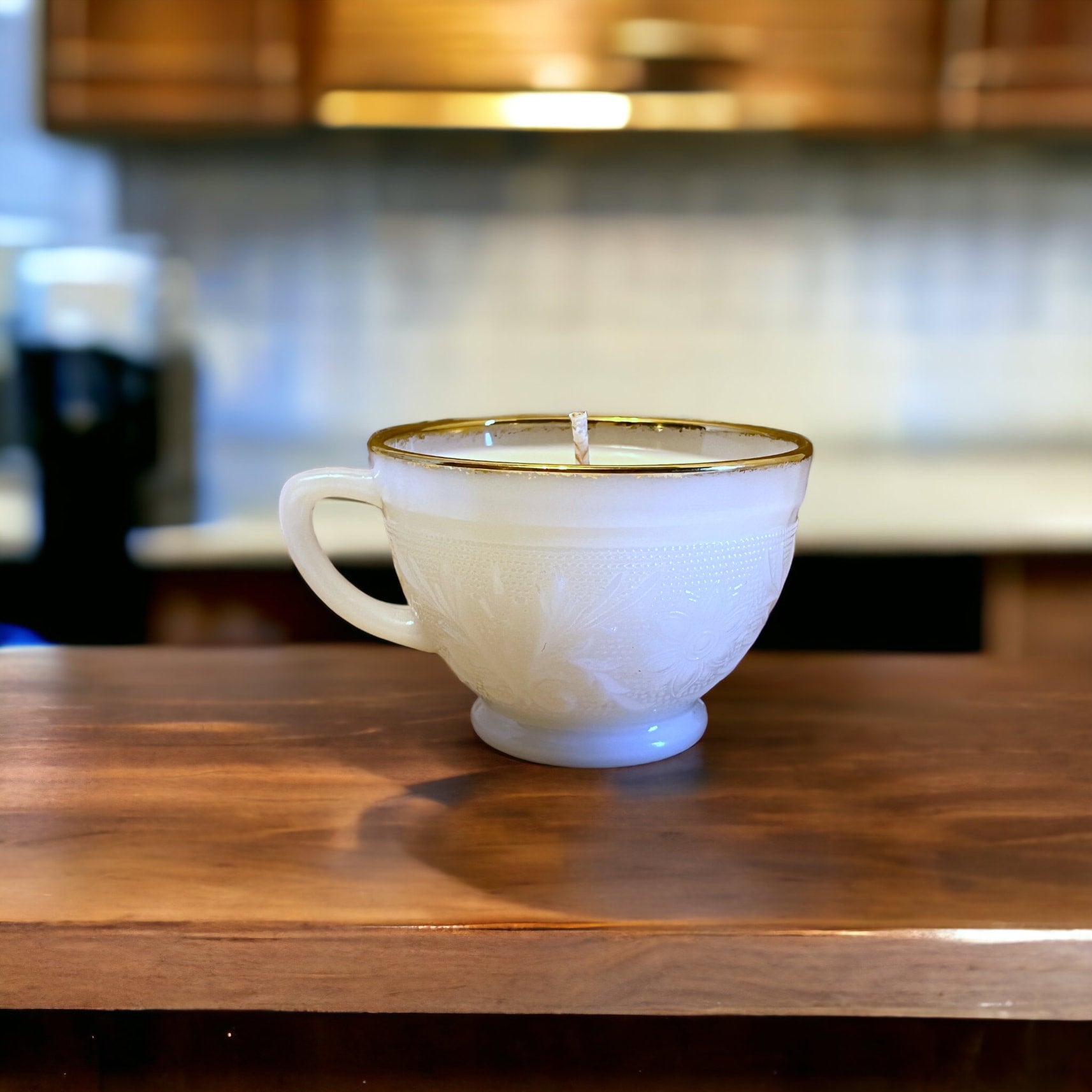 1950's Tiara Glass Sandwich Pattern Gold Rimmed Milk Glass Punch Cup ...