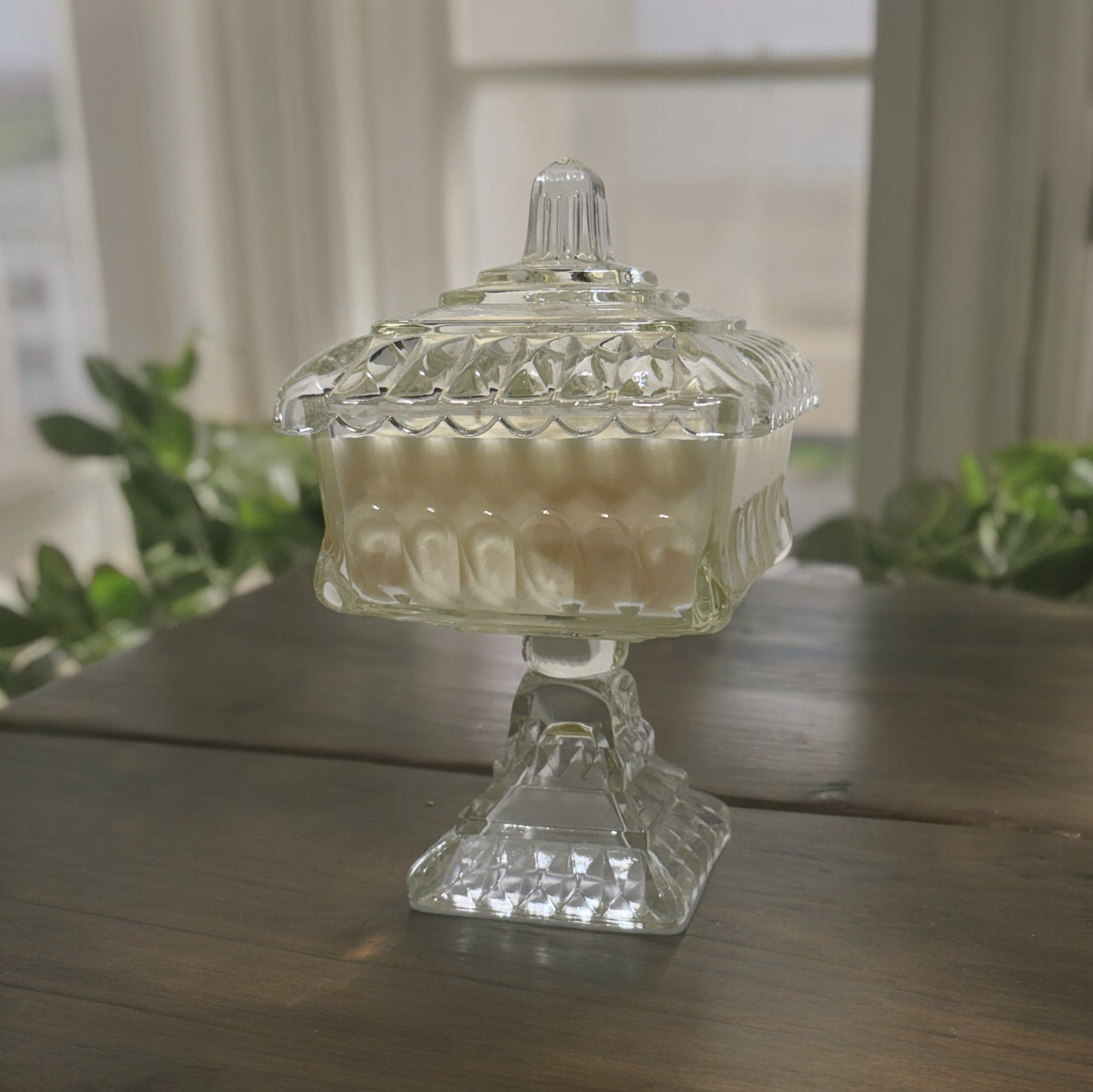 1960’s Jeannette Glass Wedding Cake Box | Modest Midwest Wax Co